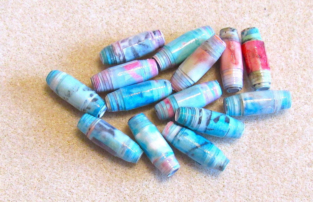 Hand Rolled Paper Beads, Large Hole Beads, Boho Beads, Beads for ...
