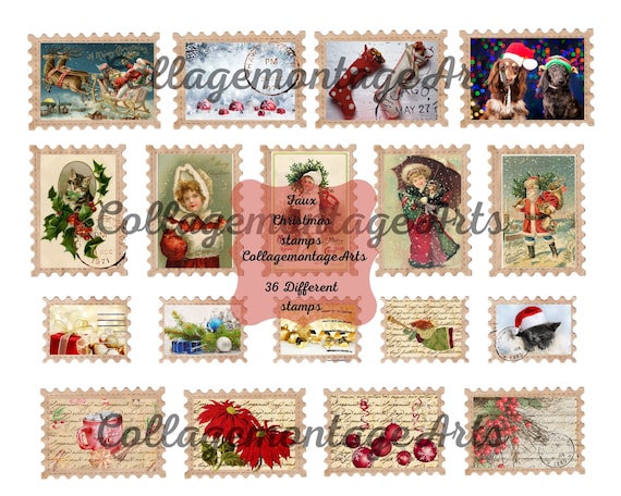 Faux Christmas Stamps Digital File Christmas Stamps - Etsy