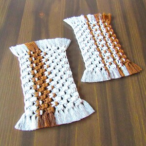Macrame Mug Rugs, Large Mug Rugs, Hand Woven Thick Coasters, Brown ...
