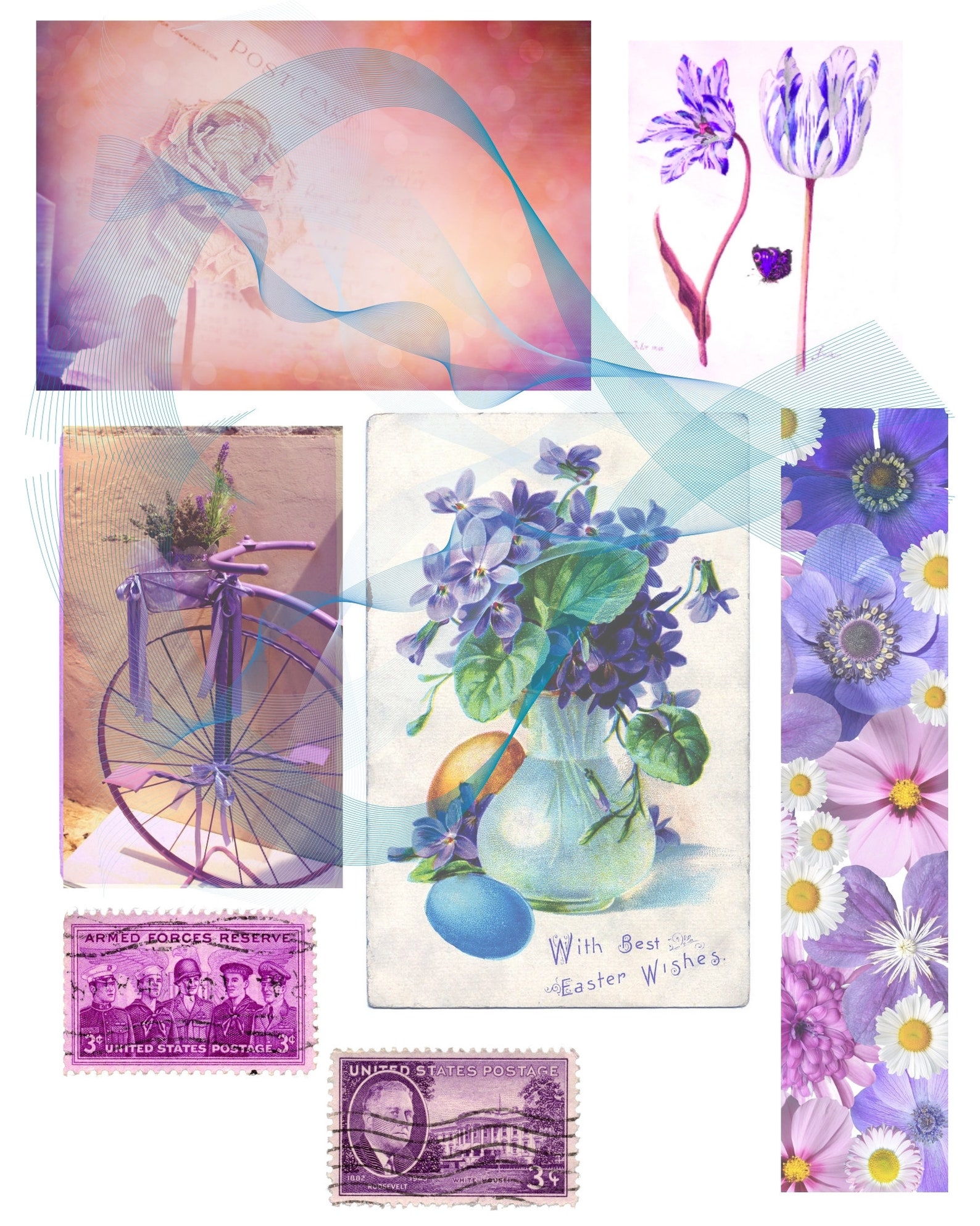Digital Ephemera Kit Purple Mix Ephemera Kit Printable | Etsy