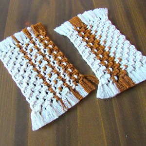 Macrame Mug Rugs, Large Mug Rugs, Hand Woven Thick Coasters, Brown ...