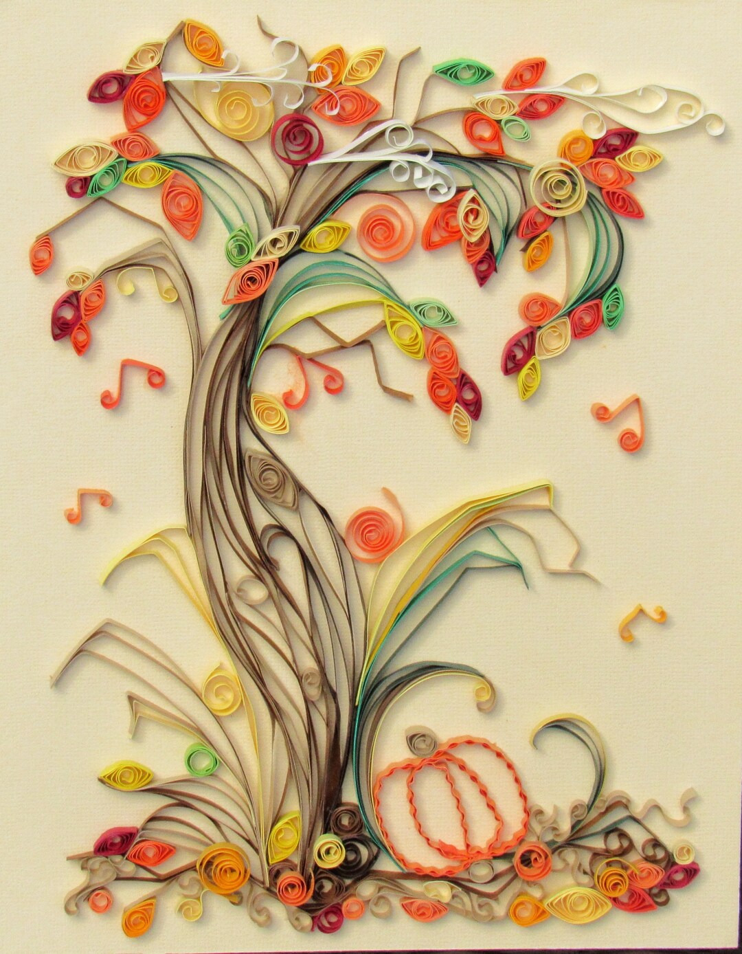 Serene Autumn Collage, Original Collage Art, Quilled Art, Paper Wall ...