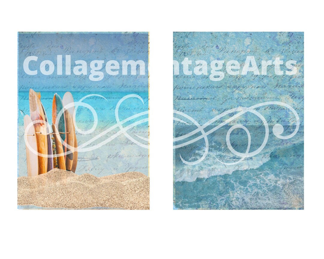 Digital Beach Pages, Seashore Background Papers, Printable Papers ...