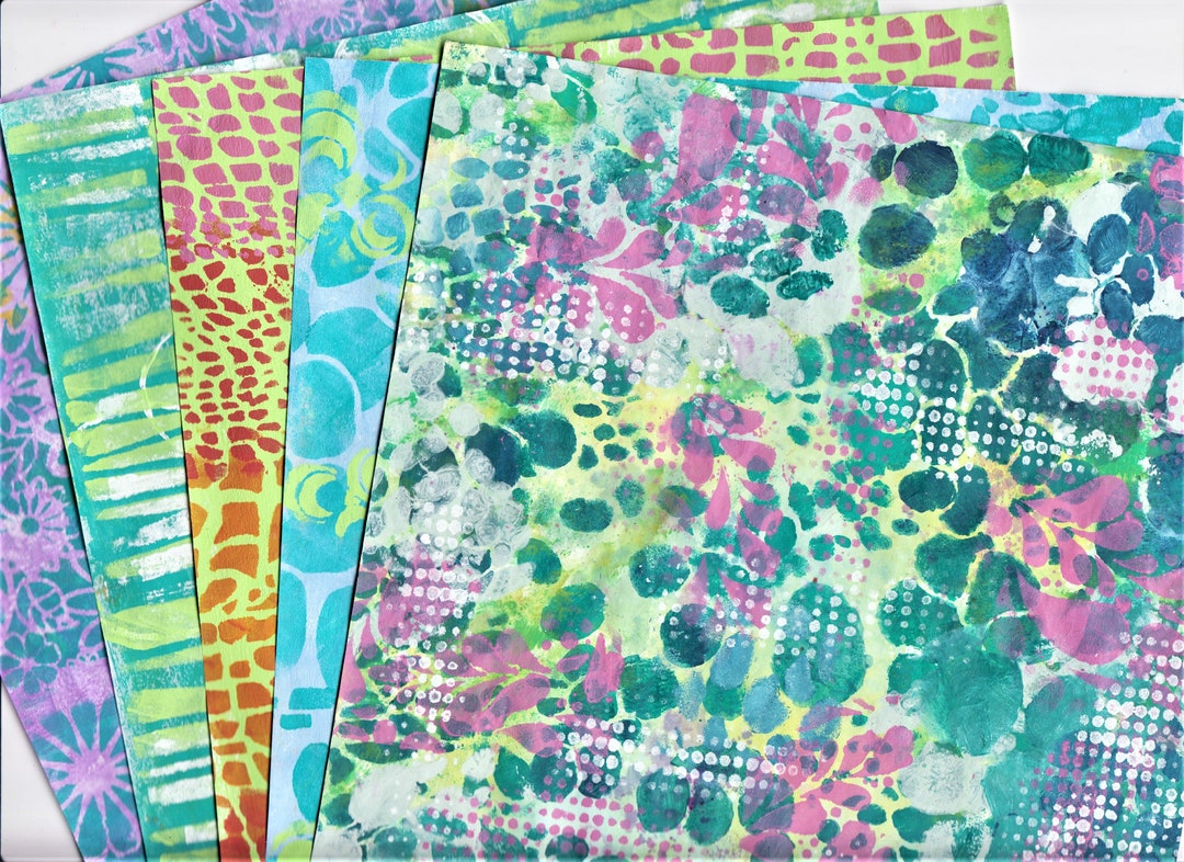 Gelli Print Papers, Painted Papers, Paint Papers, Painted Backgrounds ...