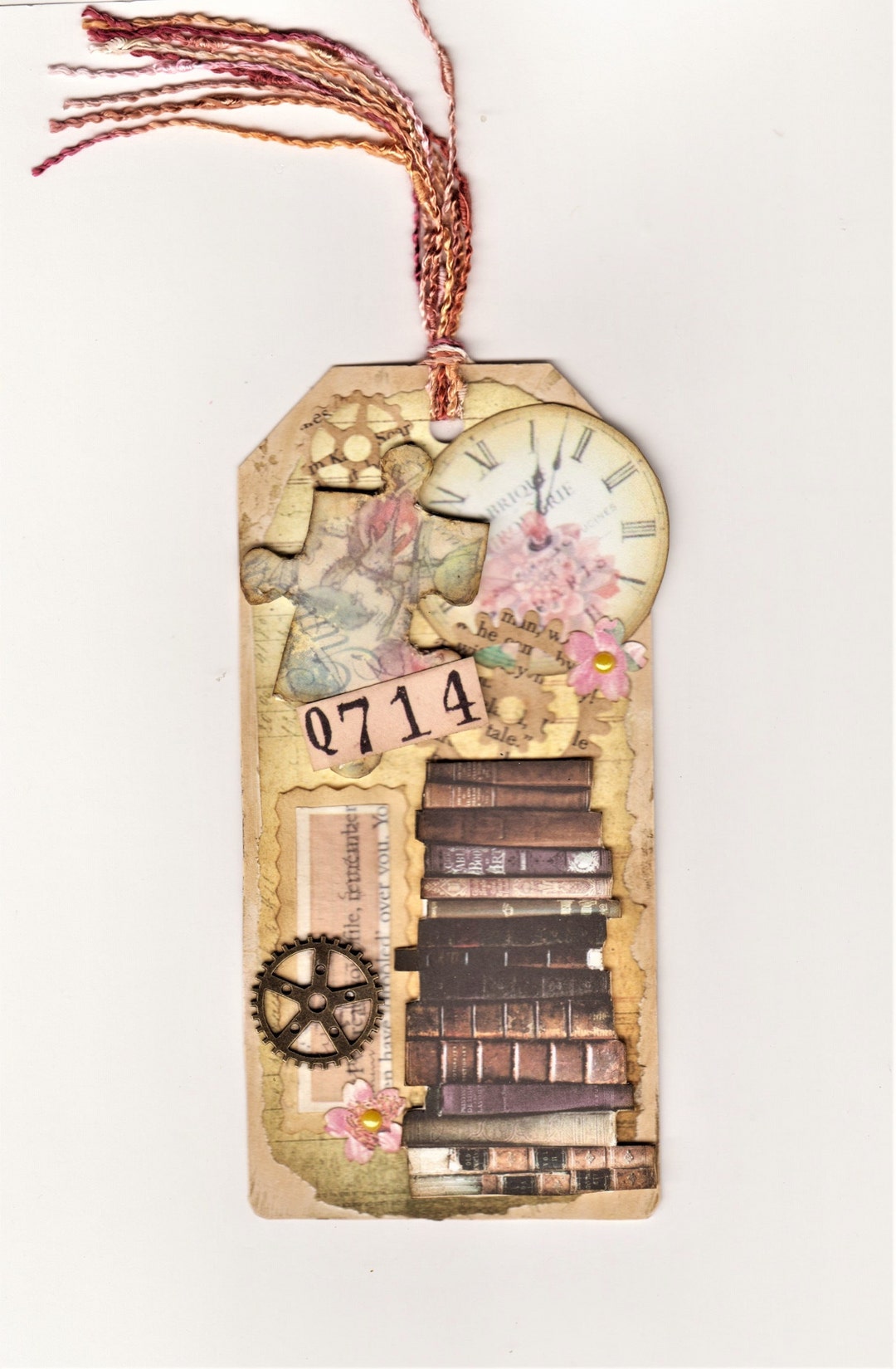 Original Handmade Art Tag, Dimensional Tag, Collage Tag, Handmade Large ...