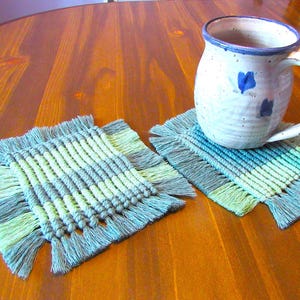 Macrame Mug Rugs, Large Mug Rugs, Hand Woven Thick Coasters, Red/cream ...