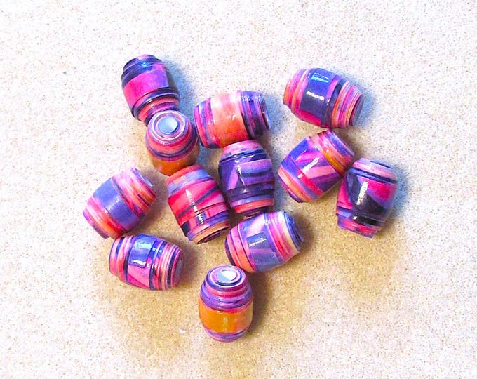 Hand Rolled Paper Beads, Large Hole Loose Beads, Boho Beads, Beads for ...
