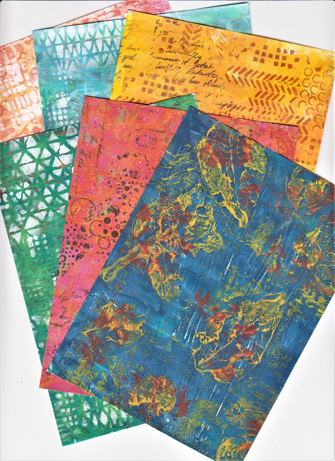 Gelli Prints Textured Paper Collage Fodder Artists Papers - Etsy