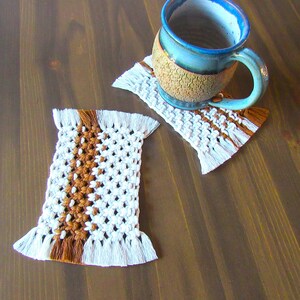 Macrame Mug Rugs, Large Mug Rugs, Hand Woven Thick Coasters, Brown ...