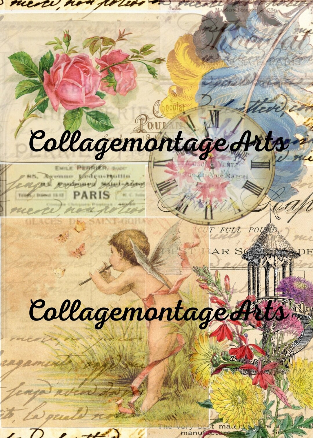 Handmade Collage Card, Greeting Cards, Note Cards, Handmade Note Cards ...