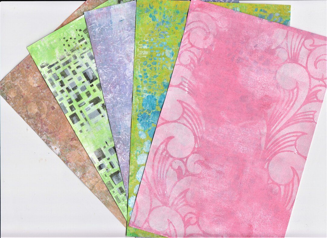 Gelli Plate Backgrounds Geli Prints Textured Papers Mixed - Etsy