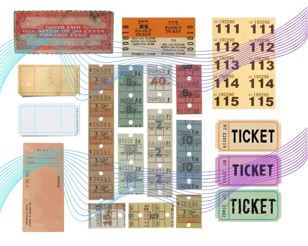 Digital Vintage Tickets, Printable Tickets, Journal Ephemera ...