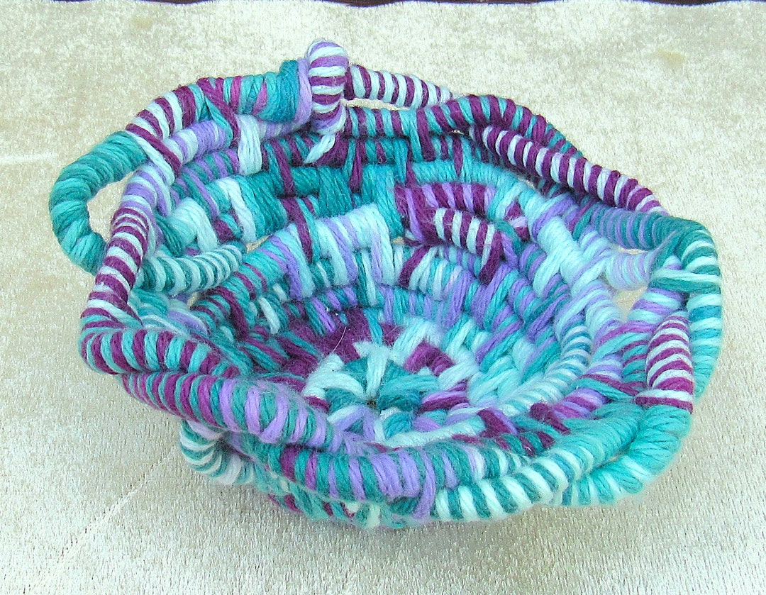Handmade Coil Yarn Basket, Coiled Art Vessel, Wonky Basket, Home Decor ...