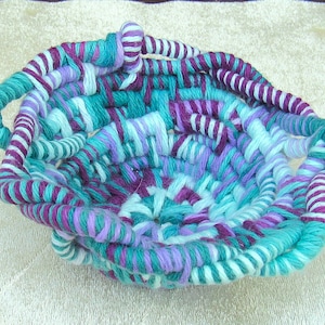 Handmade Coil Yarn Basket, Coiled Art Vessel, Wonky Basket, Home Decor ...