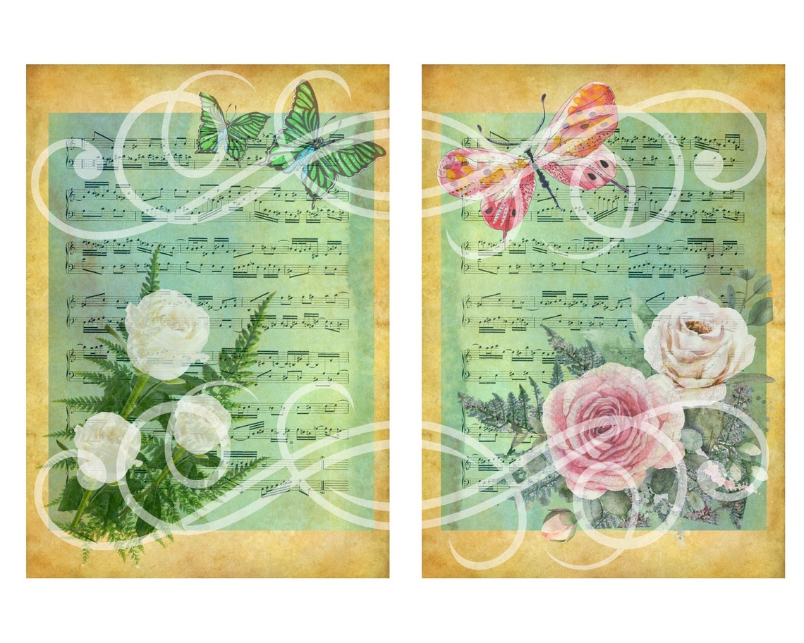 Journal Background Papers Printable Papers Butterflies and - Etsy