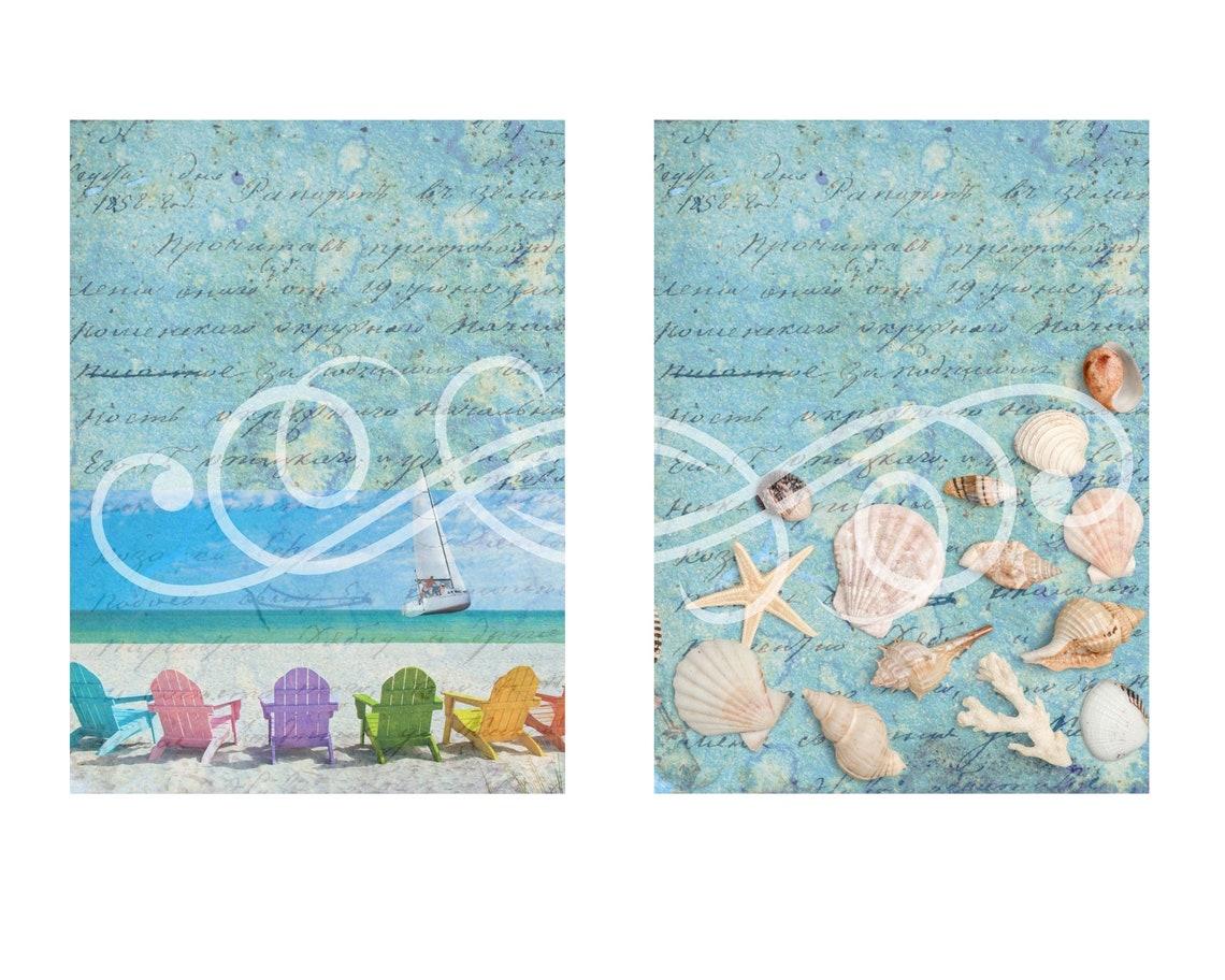 Digital Seashore pages printable papers beach theme pages | Etsy