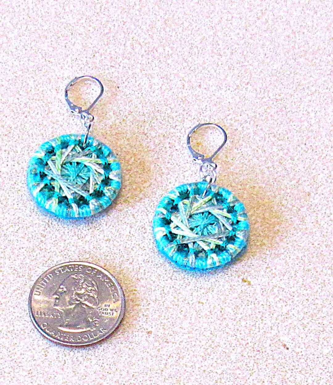 Handmade Fiber Earrings, Handwoven Thread Earrings, Dorset Buttons ...
