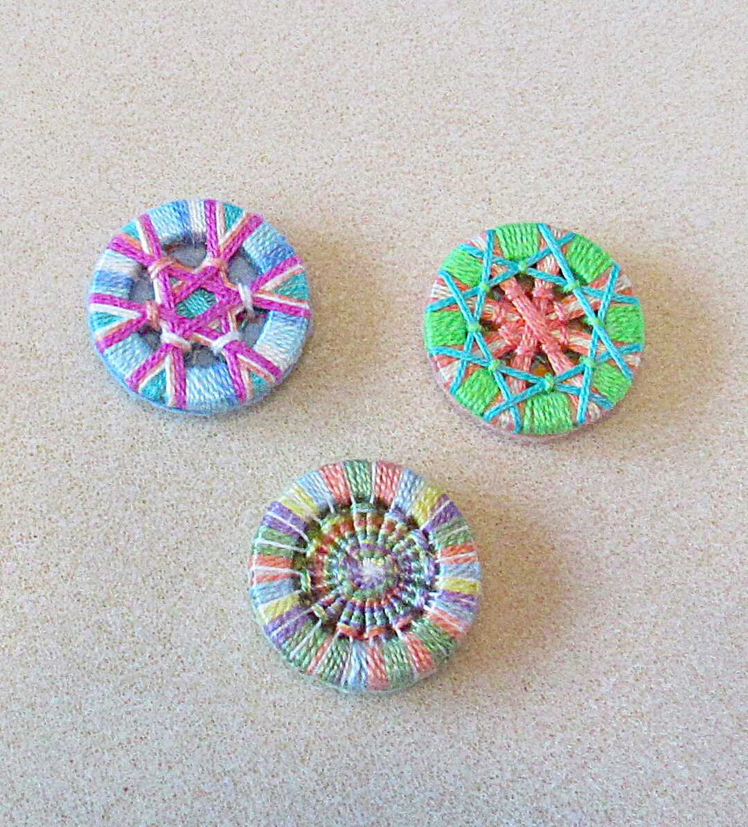 Handmade Dorset Style Thread Buttons, Needle Woven Buttons, Hand Woven ...