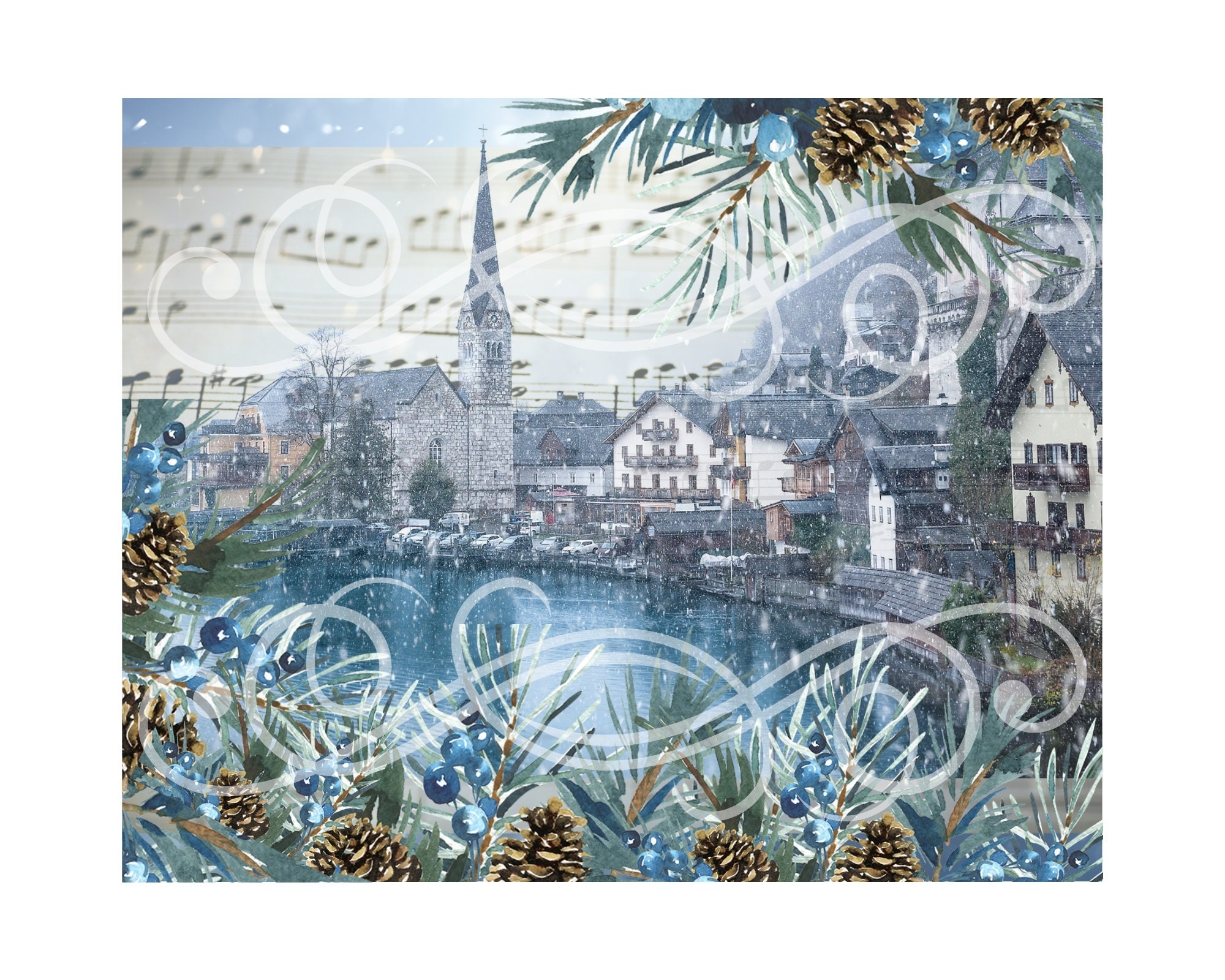 Winter background paper printable papers winter designs | Etsy