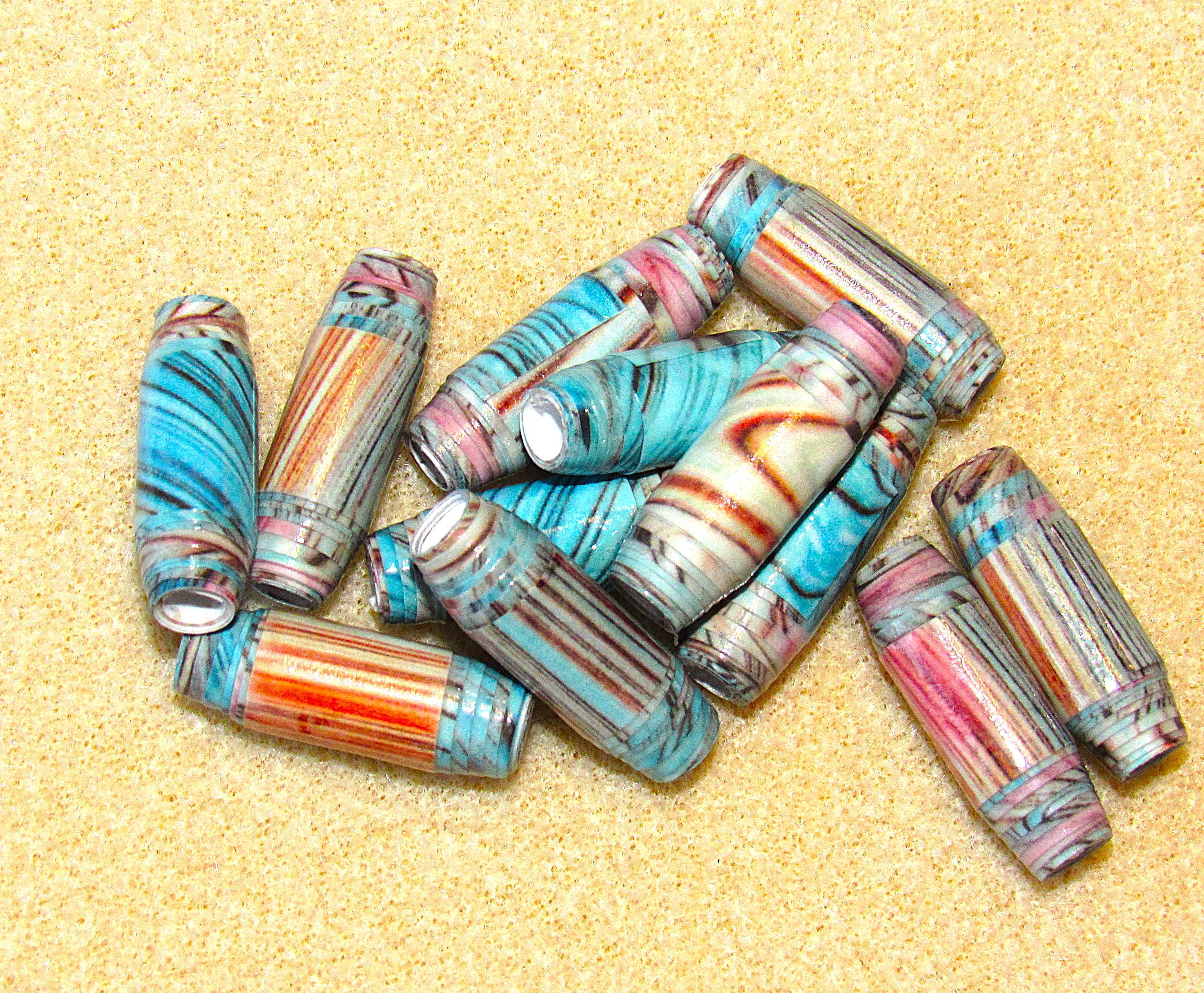 Hand Rolled Paper Beads, Large Hole Beads, Boho Beads, Beads for ...
