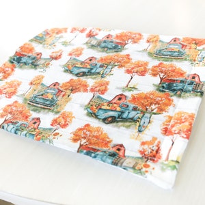 Teal Truck Pumpkin Patch Quilted Placemat set of 2, Farmhouse, Custom Placemat, Fall Pumpkins ...