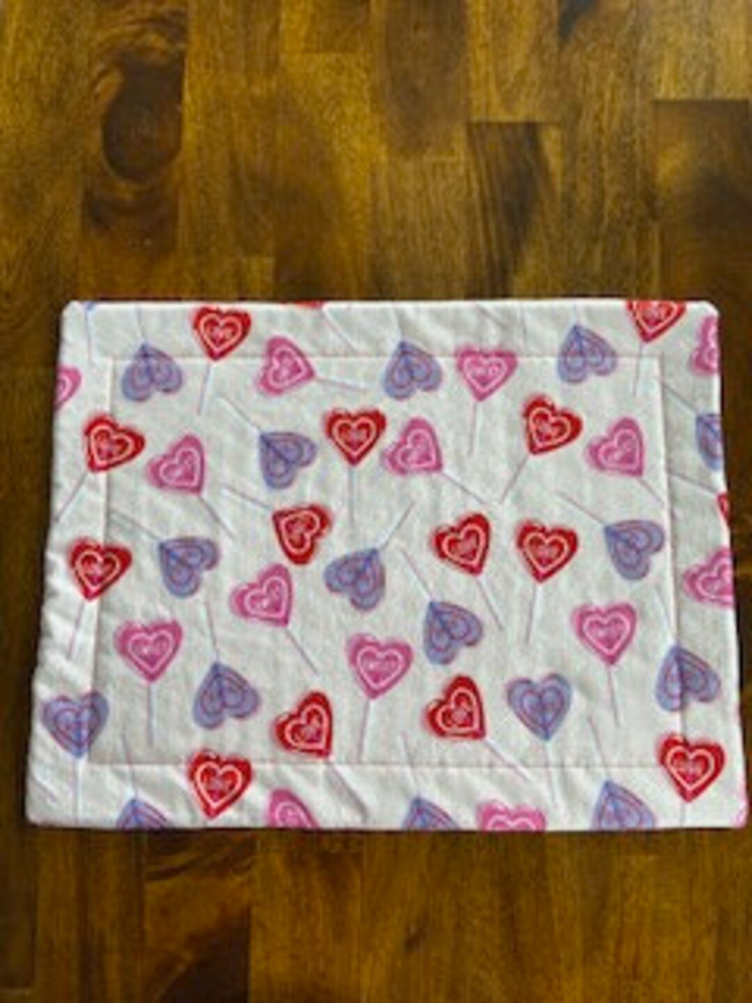 Hearts, Suckers of Love Quilted Placemat | Valentine's Day Placemat ...
