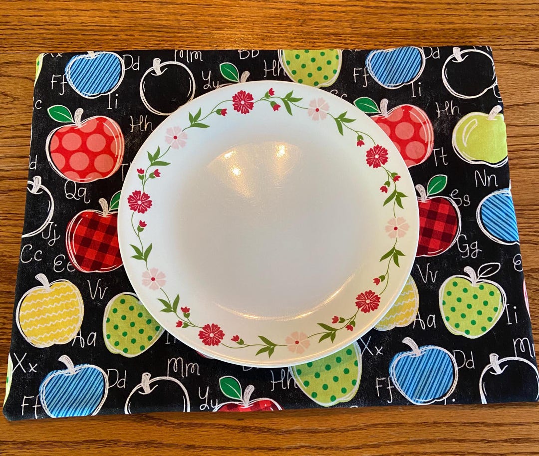 Apples & Alphabet Back to School Placemat | Kitchen Table Setting ...