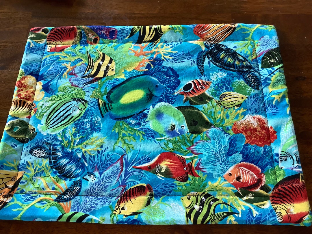 Fish Quilted Placemat | Kids Placemat, Washable Placemat, Swimming ...