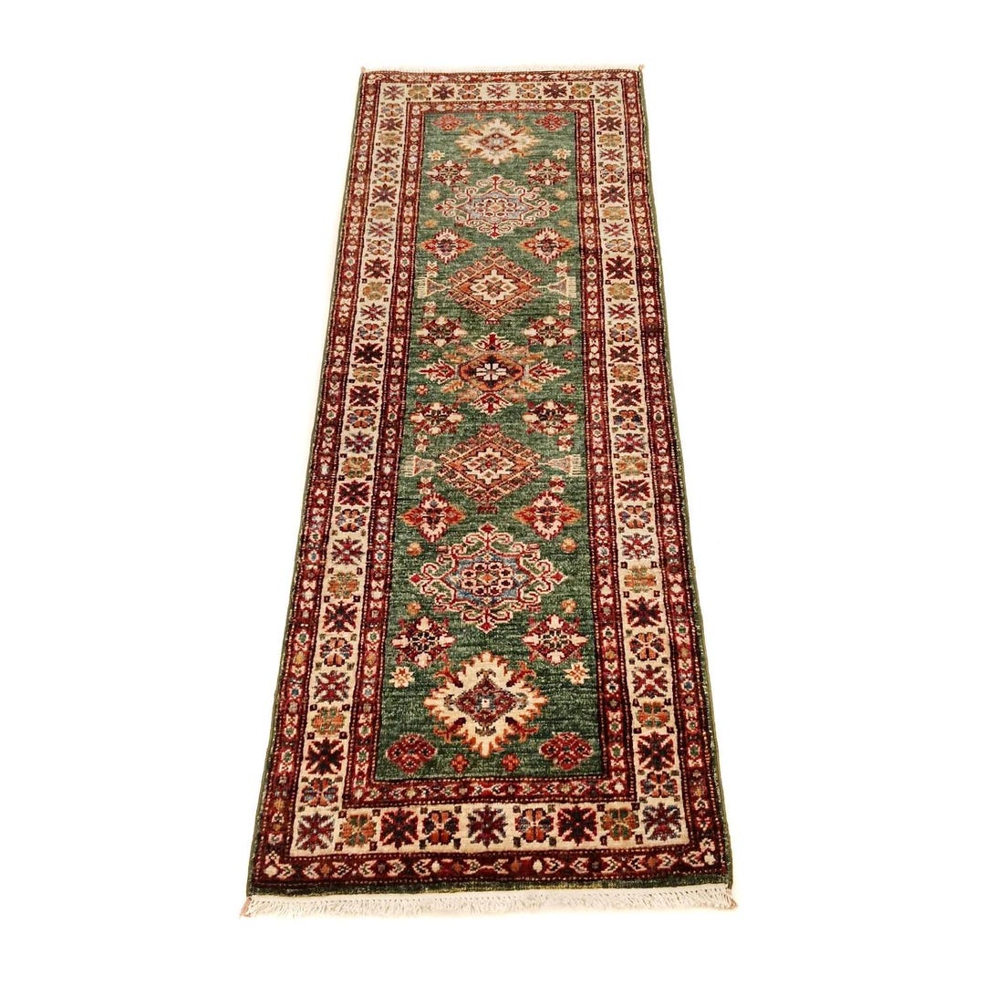 5 Ft Green Hallway Runner, Supreme Kazak Rug | Hand-knotted Oriental ...