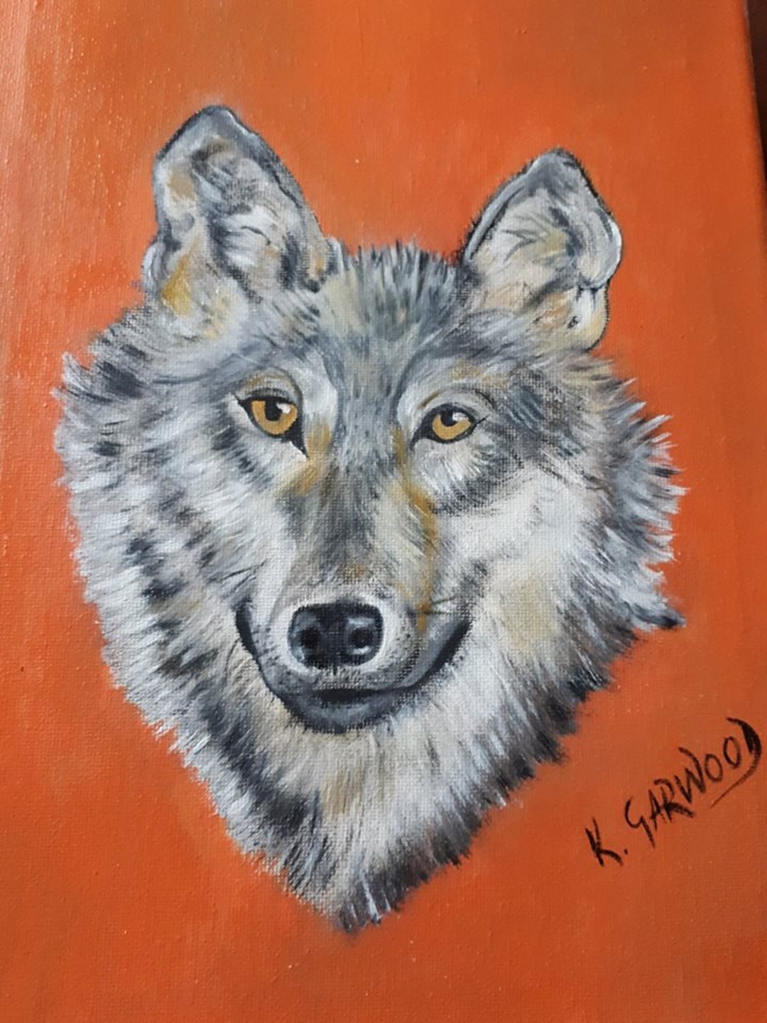 Wolf Oil Painting on Stretched Canvas Hand Painted Wildlife in Oils ...
