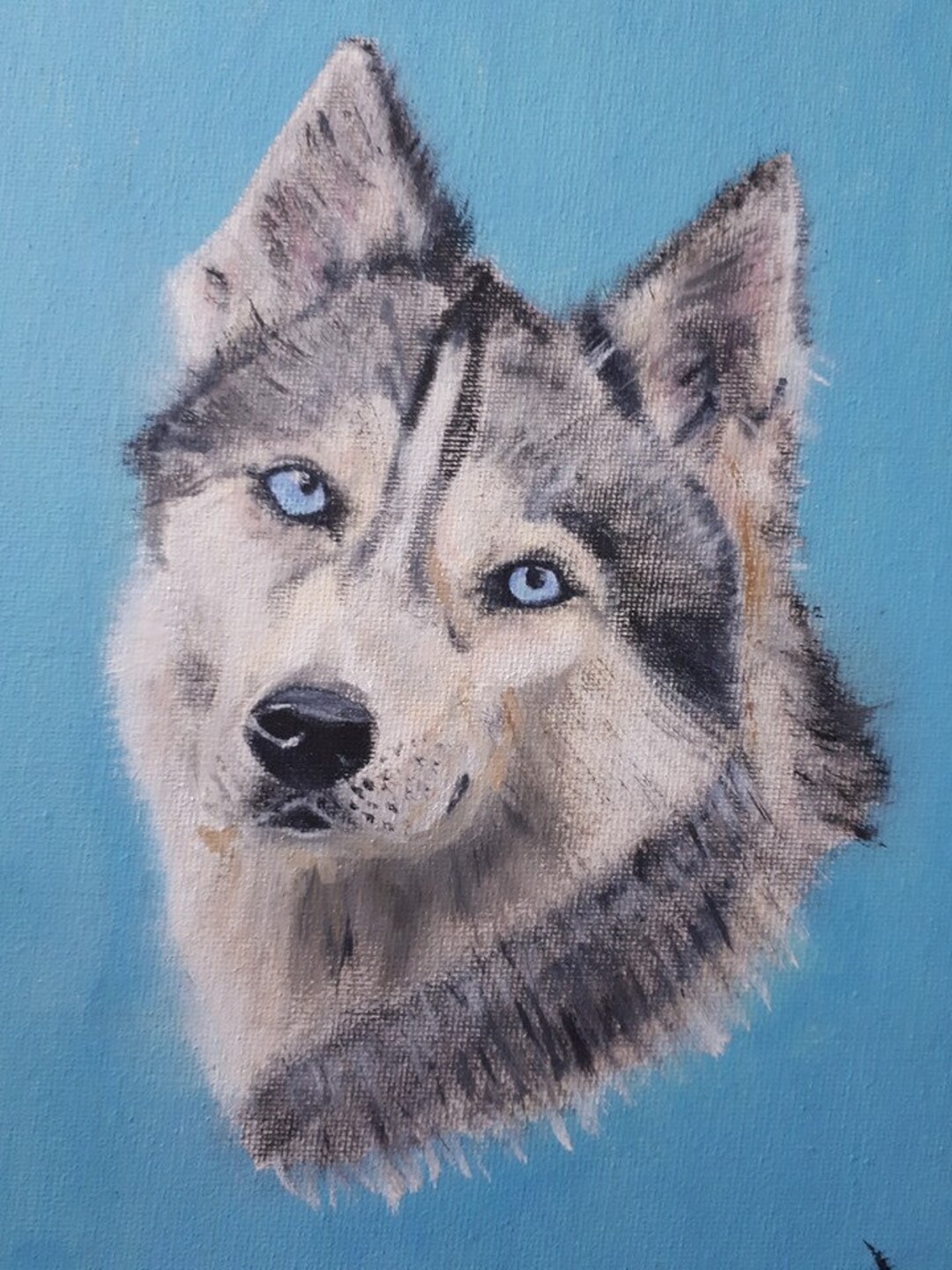 Husky Oil Painting, lienzo estirado perro pintado a mano al óleo ...
