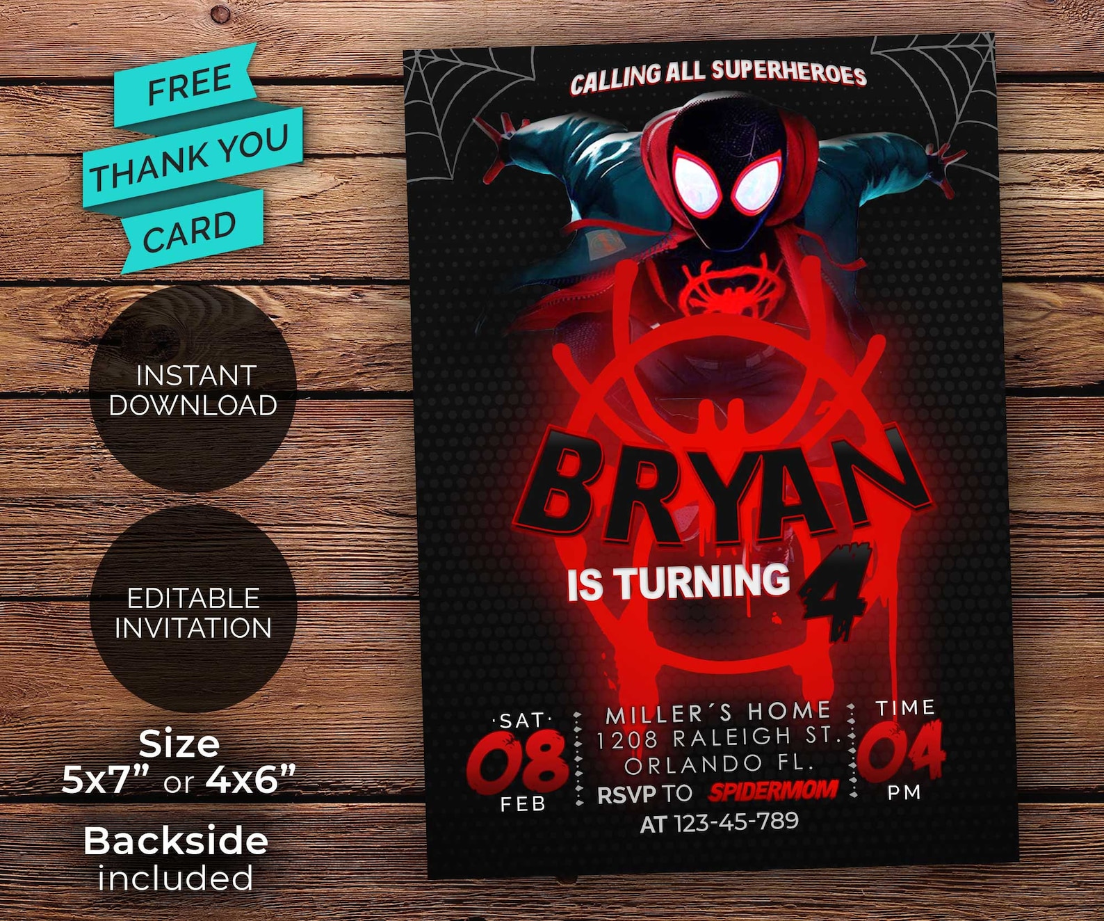 Spiderman in to the Spiderverse Birthday Invitation Miles - Etsy