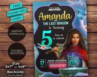 Raya and the Last Dragon Invitation, Raya Invitation, Raya Birthday ...