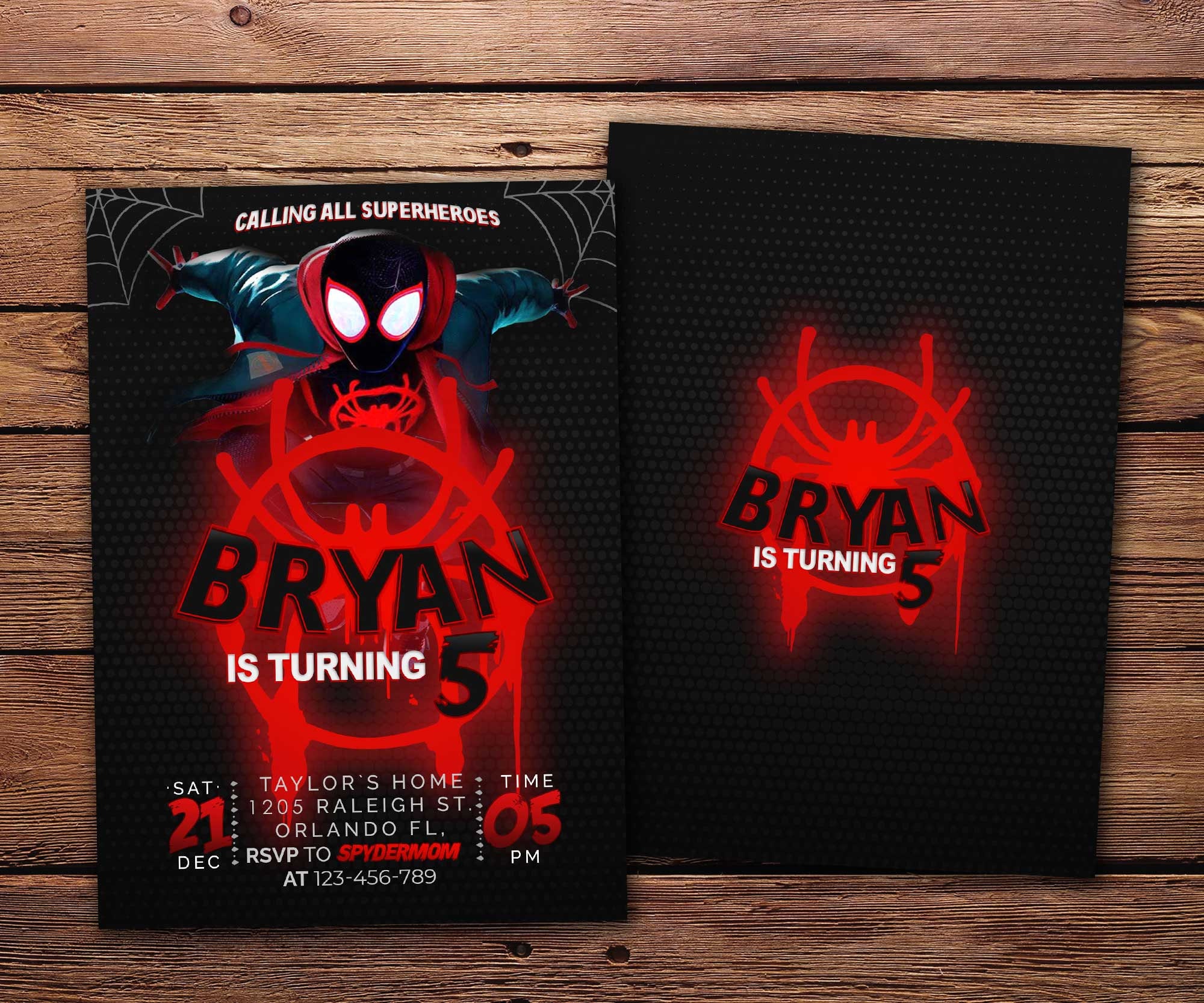 Spiderman in to the Spiderverse Birthday Invitation Miles - Etsy