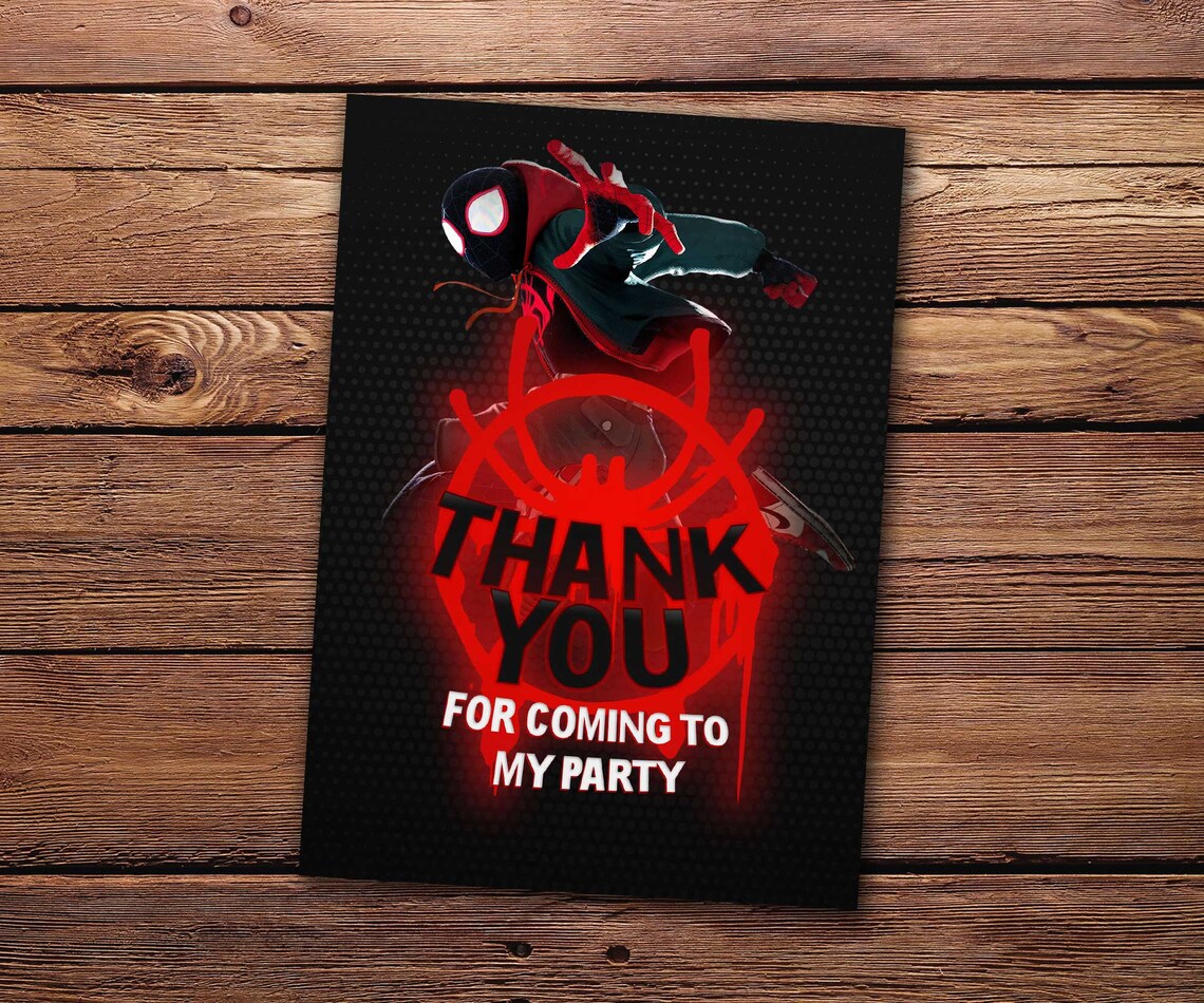 Spiderman in to the Spiderverse Birthday Invitation Miles - Etsy