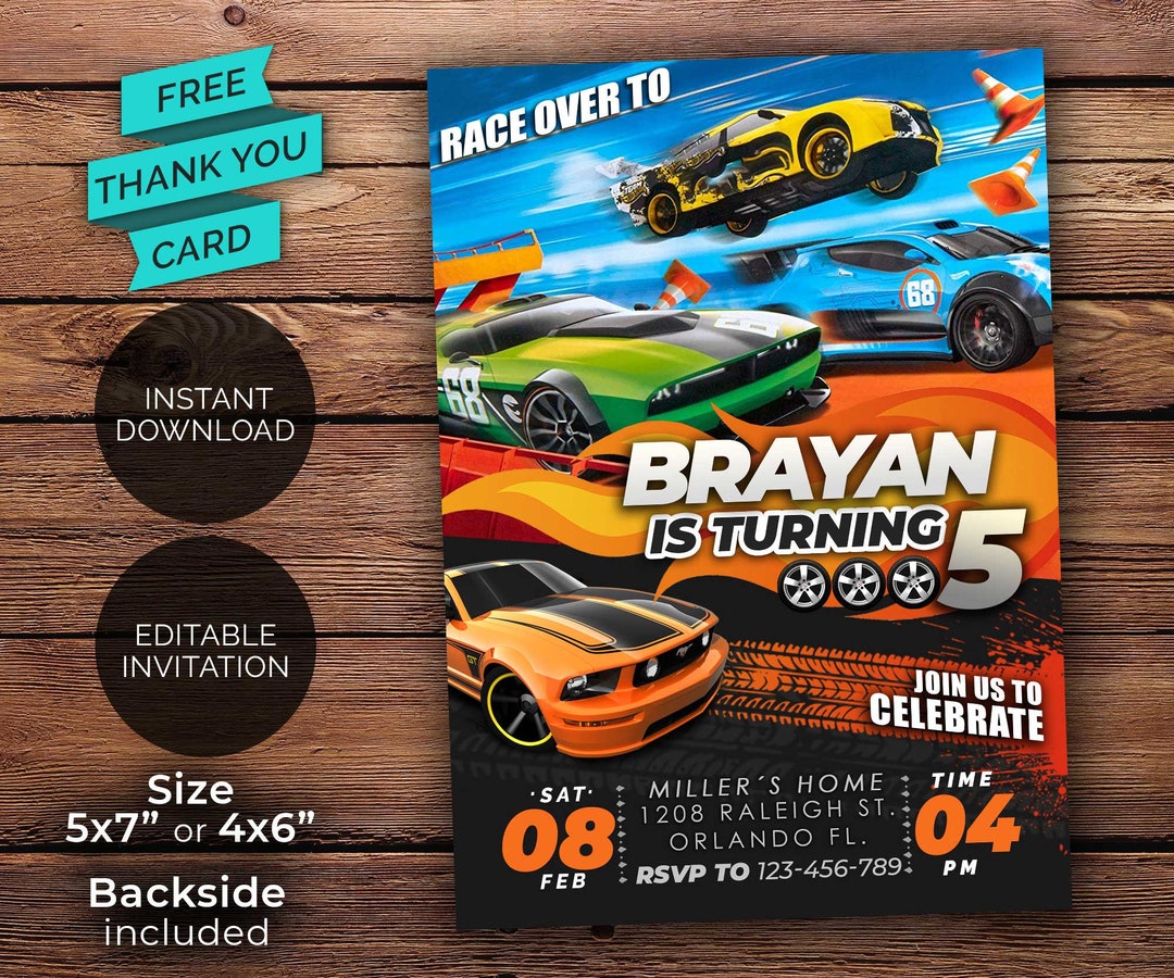 Invitación de cumpleaños de Cars niño corredor velocidad - Etsy México