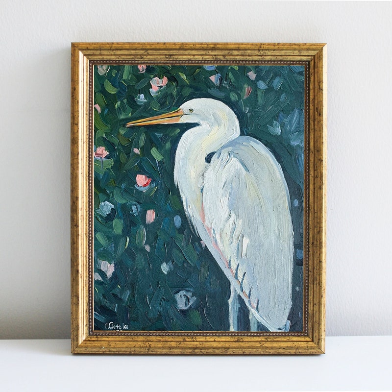 Egret Painting - Etsy