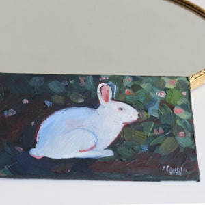 Bunny Oil Painting French Country Art Mini Canvas Rabbit Artwork Bunny ...