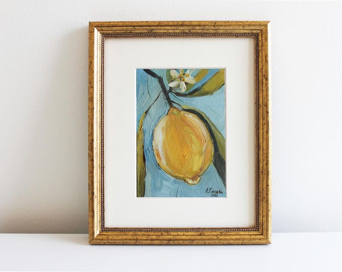 Lemon Art Small Oil Painting Fruit Painting Miniature Painting Still ...