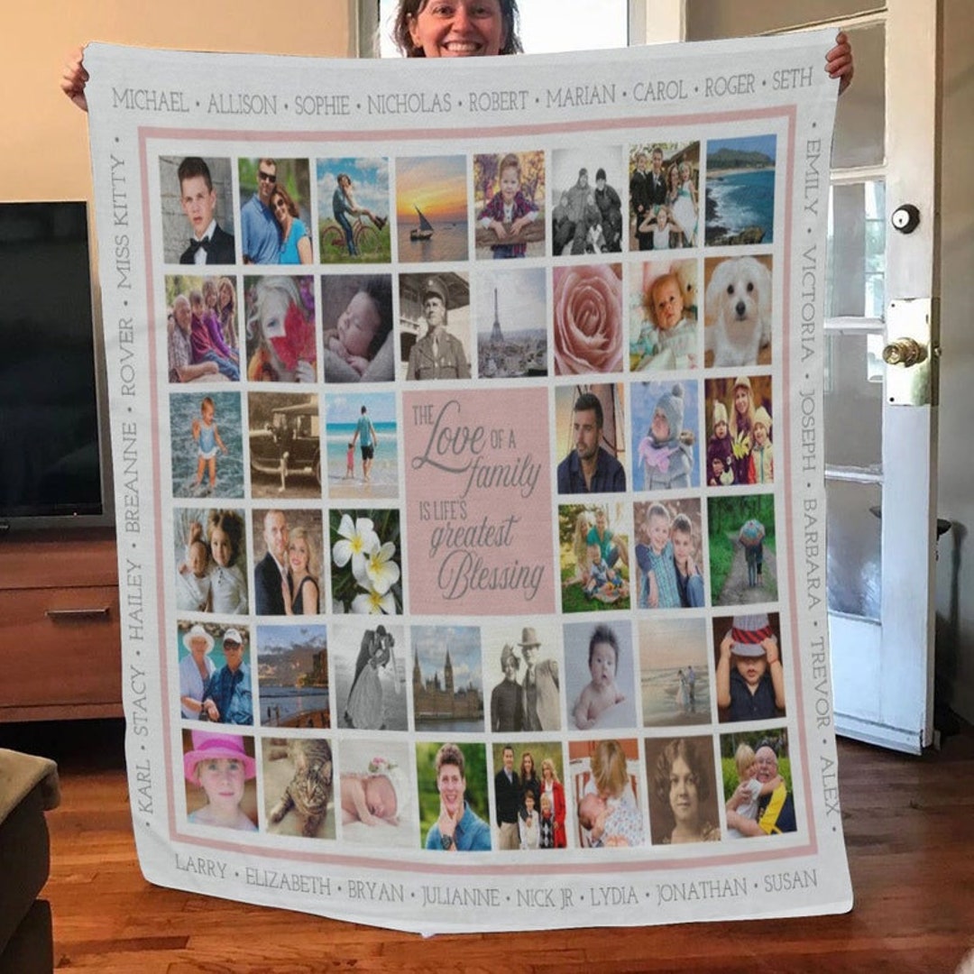 Personalized Family Photo Blanket Custom Blanket Photo Collage Blanket ...