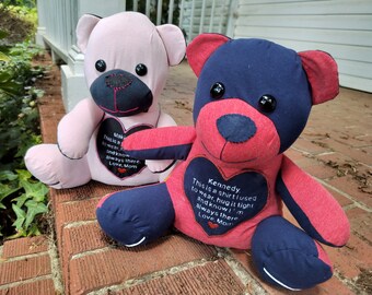 Handmade Keepsake Memory Bear, Custom Memorial Teddy Bear, Made From ...