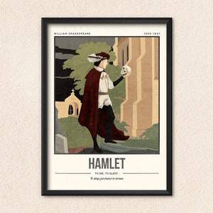 Hamlet | William Shakespeare Book Cover | Quote Wall Art | Retro ...