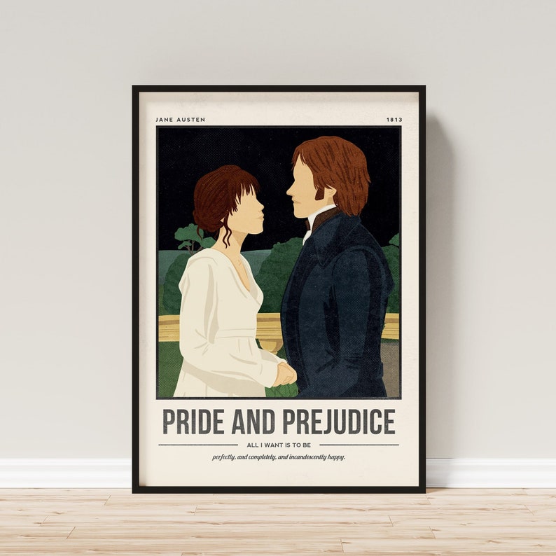 Pride & Prejudice Print | Elizabeth and Mr Darcy Wall Art | Jane Austen ...