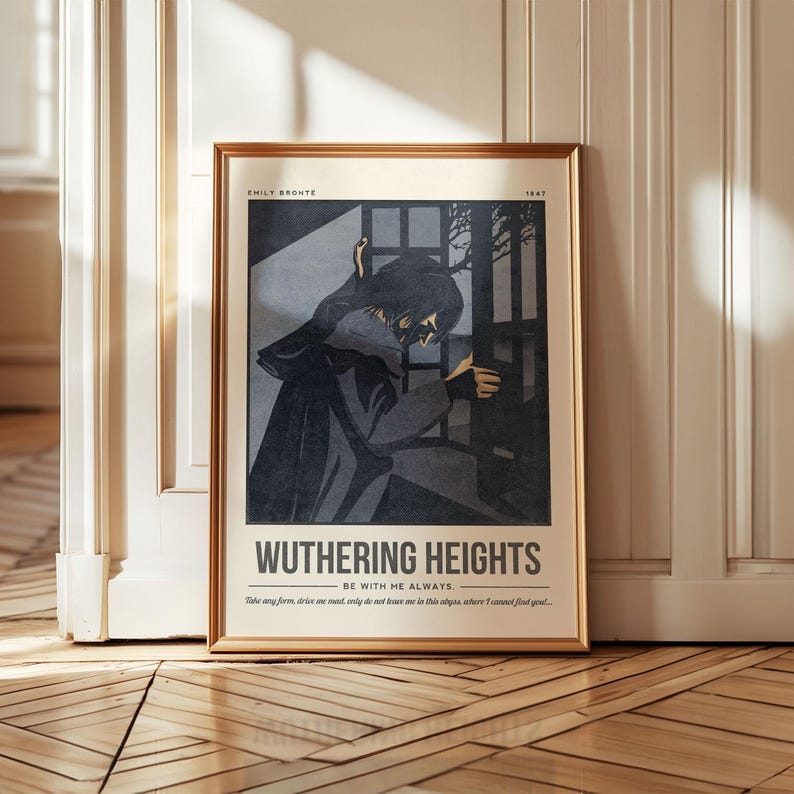 Wuthering Heights Print | Heathcliff | Emily Brontë Book Cover | Retro ...