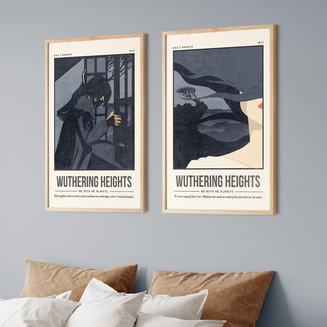 Wuthering Heights Book Print Set of 2 | Catherine & Heathcliff Poster ...