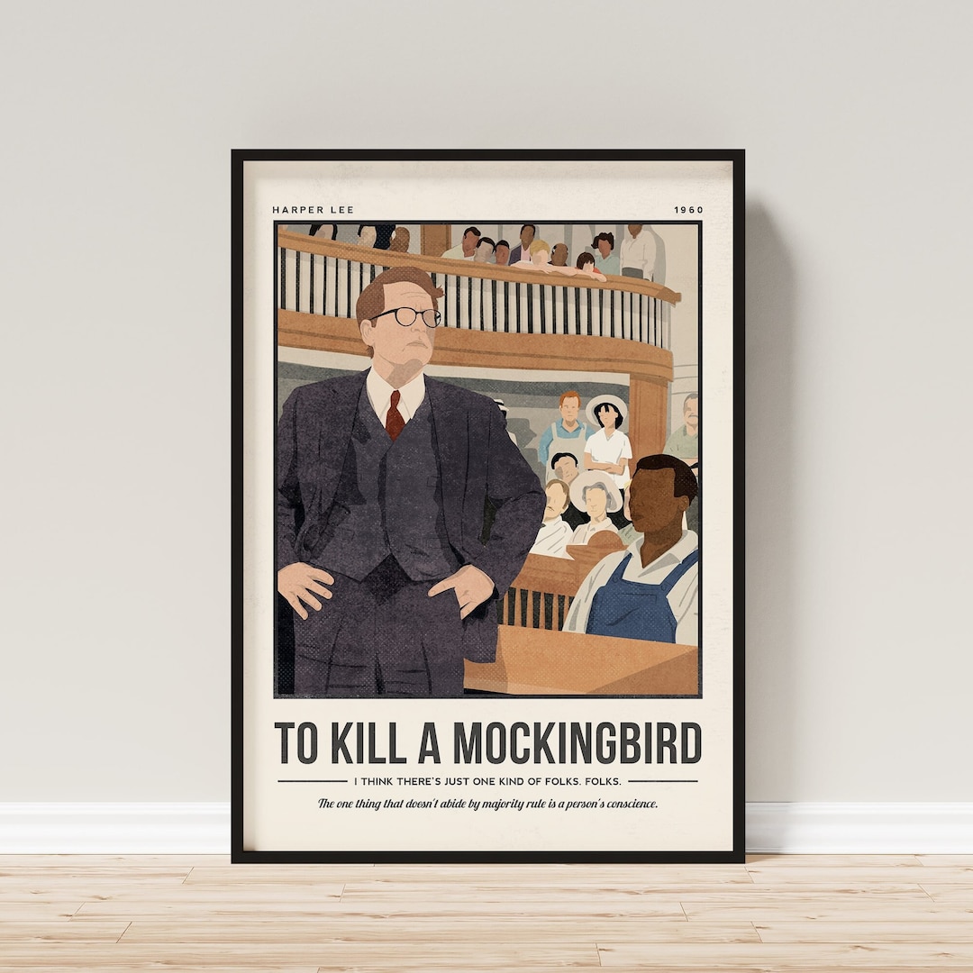 To Kill a Mockingbird Harper Lee Book Cover Art Quote Wall Art Retro ...