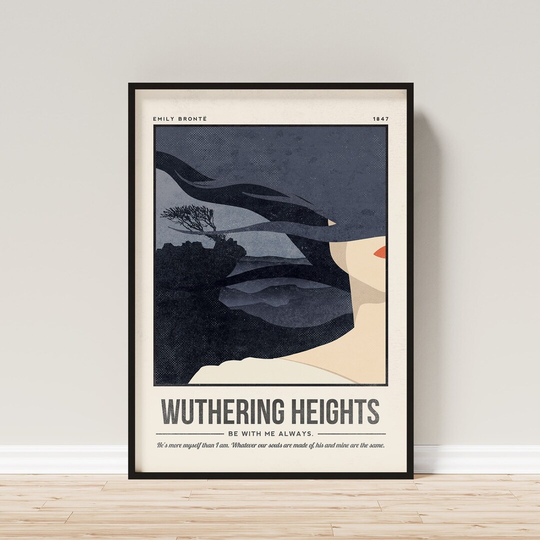 Wuthering Heights Print Emily Brontë Book Cover Art Retro Quote Book ...