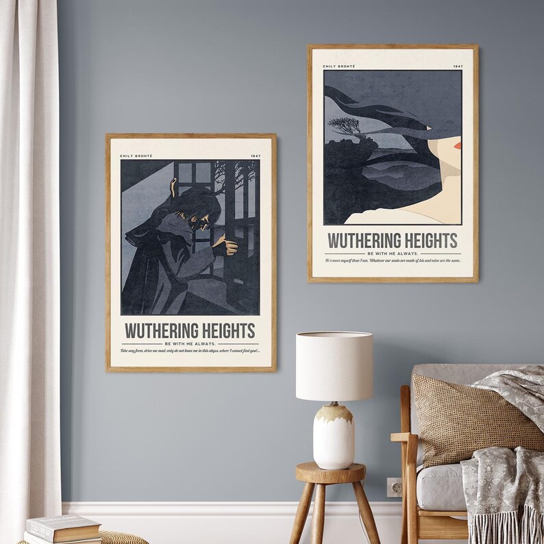 Wuthering Heights Print | Heathcliff | Emily Brontë Book Cover | Retro ...