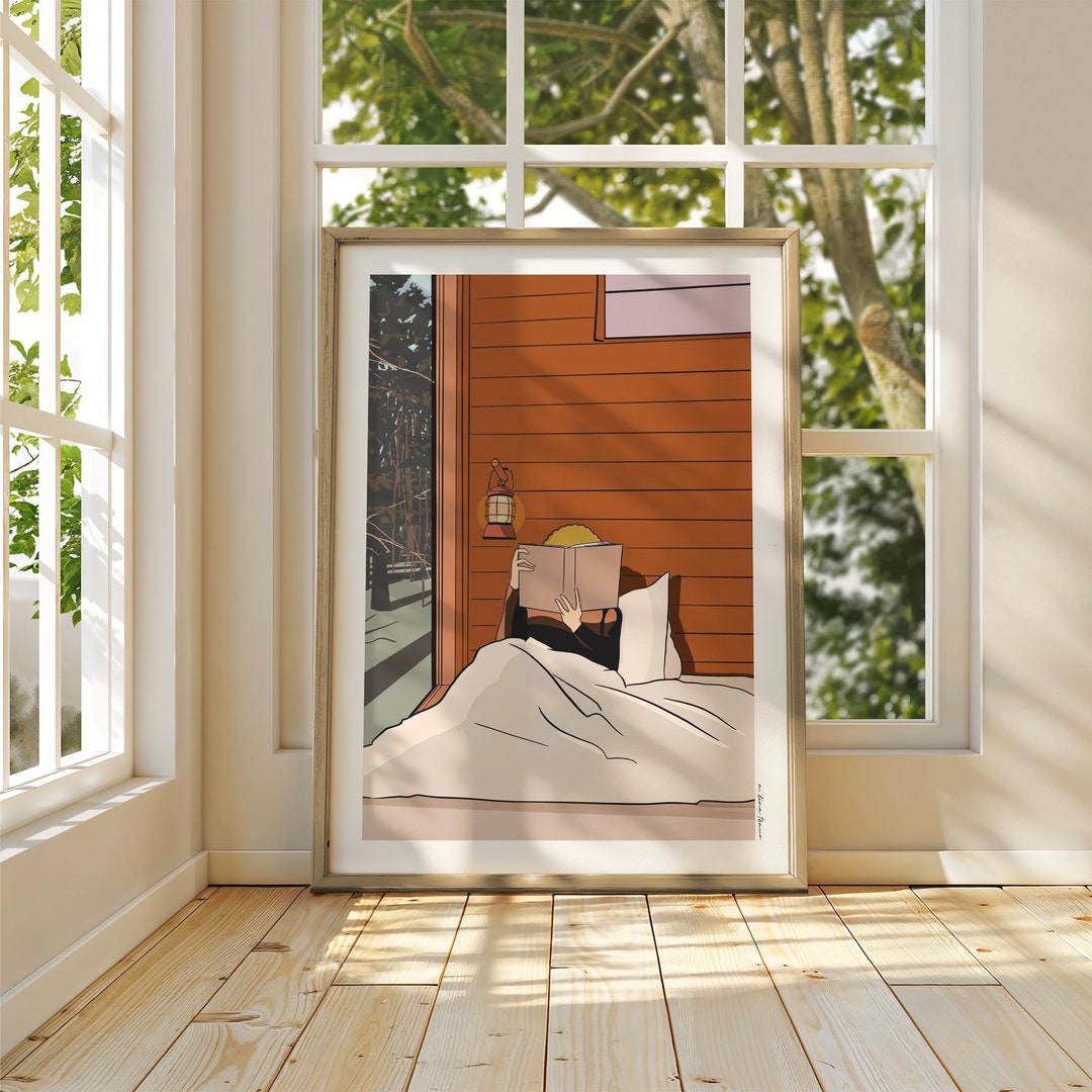 Hygge Reading Bookish Print | Reading Nook Art Poster | Reading Room ...