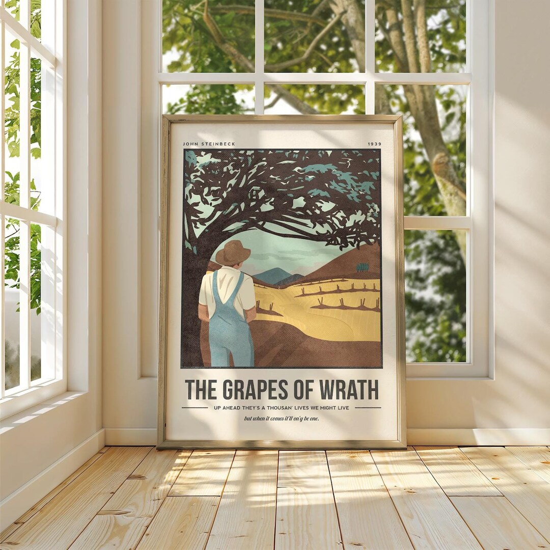 The Grapes of Wrath | John Steinbeck Book Cover Art | Quote Wall Art ...